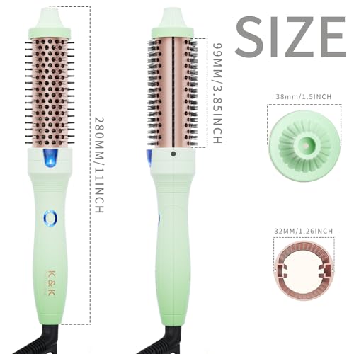 K&K Thermal Brush, 1.25 Inch Heated Round Brush, Professional Heated Curling Ceramic Tourmaline Ionic Curling Iron, Hot Styling Volumizing Brush, Dual Voltage