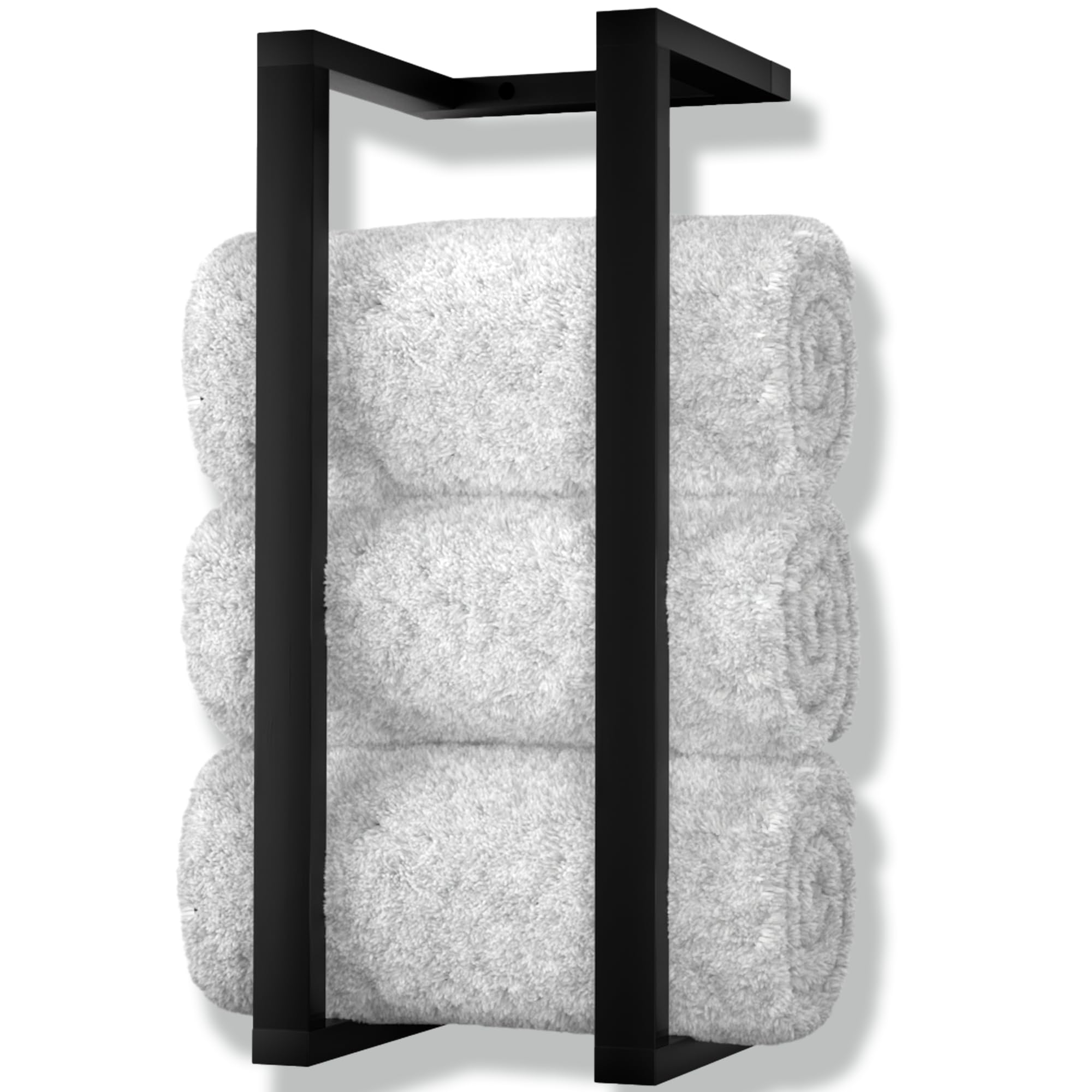 Wall Towel Rack for Rolled Towels, Bamboo Wooden Towel Racks for Bathroom Modern Wooden Towel Holder Vertical Bamboo Towel Rack Convenient Wooden Rack Guest Bath Spa Blanket Gym Mat (Black, Medium)