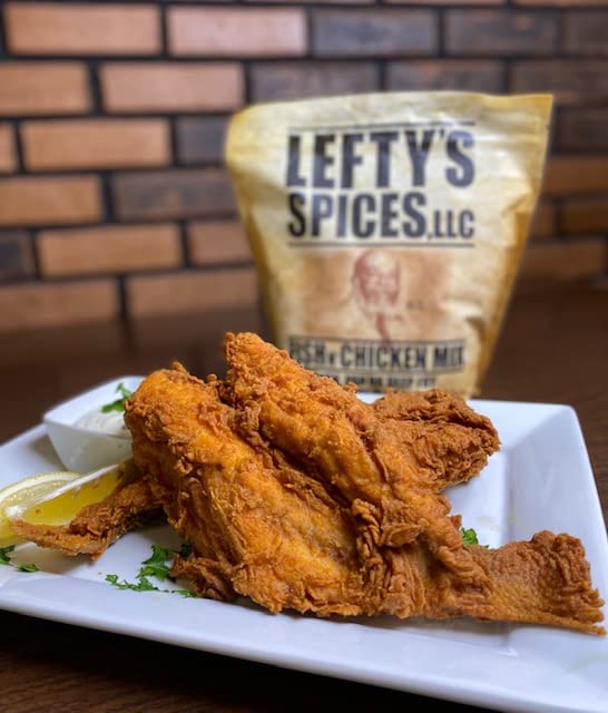 Lefty's Original Fish N' Chicken Mix | Air Fry and Oven Baked Seasoned Coating Mix for Fish, Chicken, Pork Chops, Shrimp and Vegetables | 16 oz.