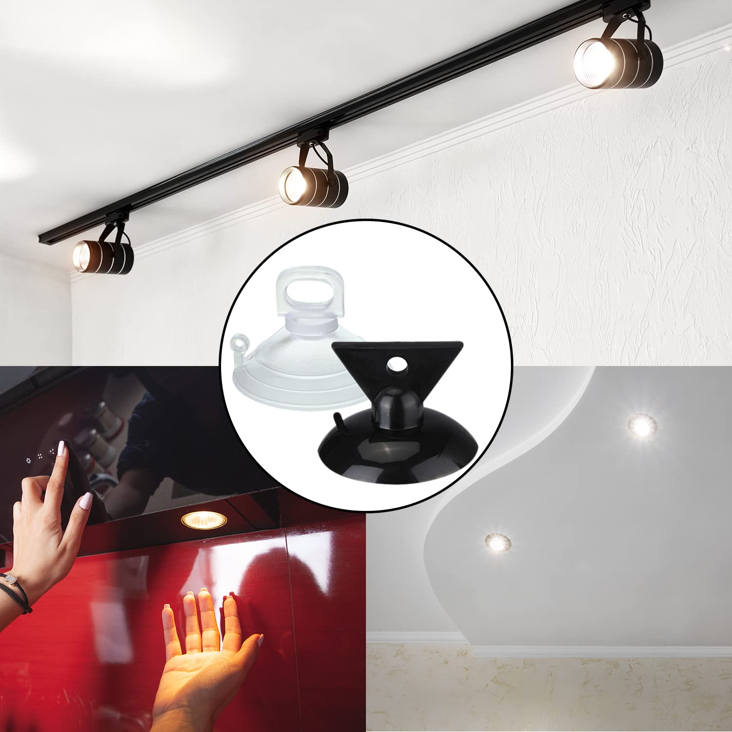 Light Bulb Changer Suction Cup Light Bulb Removal Tool 2 Size Bulb Remover MR16 GU10 Lamp Changer Head for Halogen Mini Track Lights and Range Hood(6PCS)