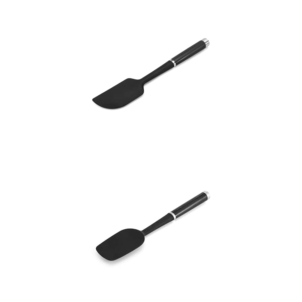 KitchenAid KO031OHOBA Gourmet Scraper Spatula, one size, Matte Black & KitchenAid Classic Spoon Spatula, One Size, Black 2