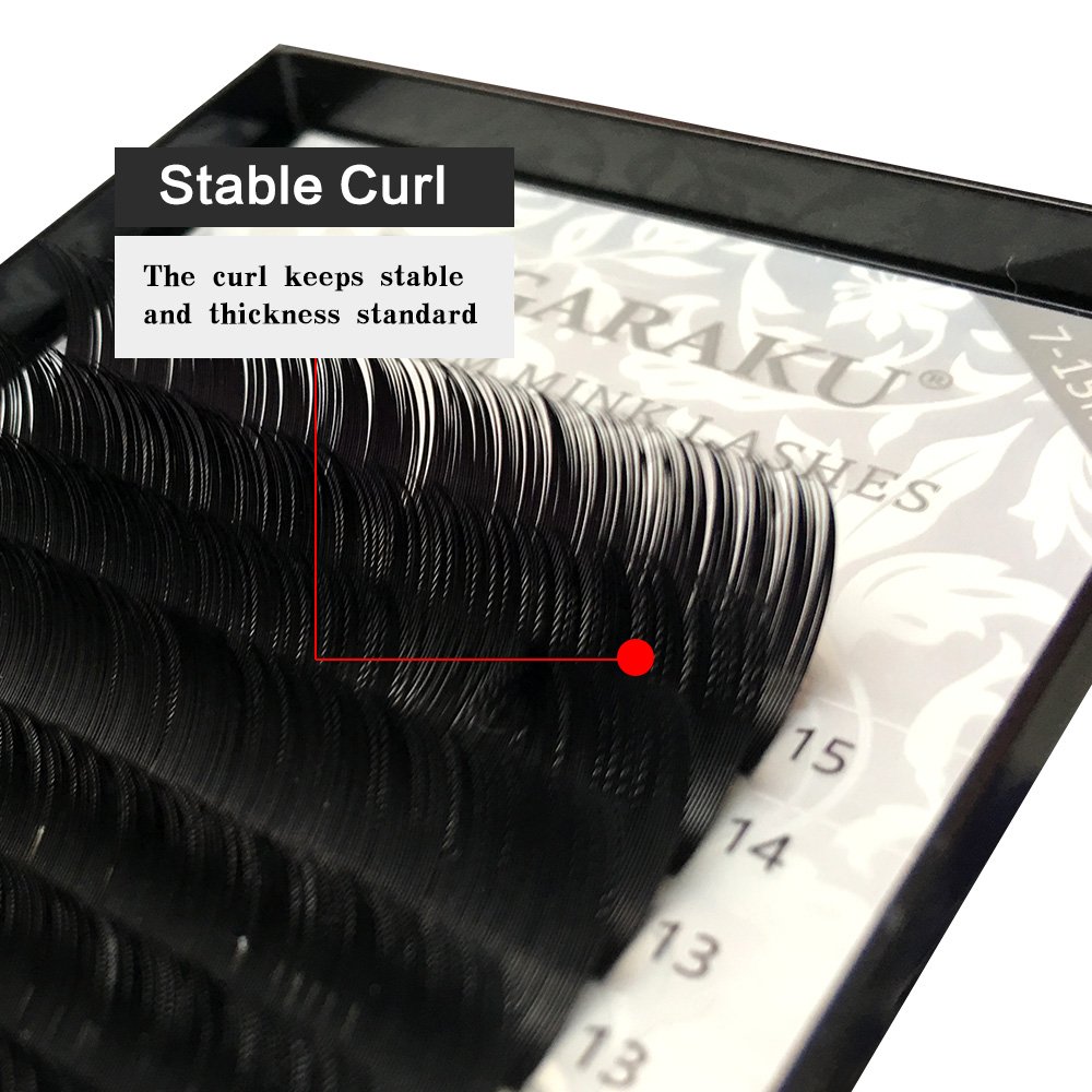 NAGARAKU Eyelash Extensions Individual Lashes 0.07mm J curl 7-15mm Mix Tray Classic Matte Black Soft Natural Faux Mink 16 rows