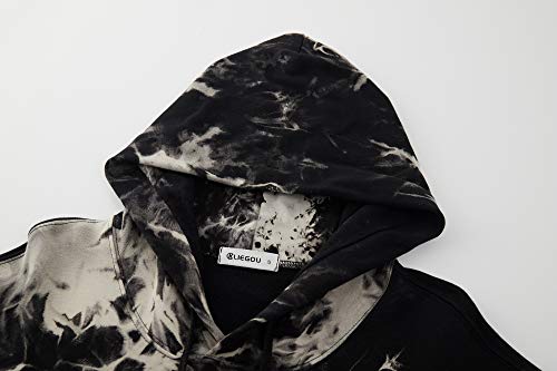 KLIEGOU Mens Tie-Dye Pullover Hooded Sweatshirt (288 Black S)