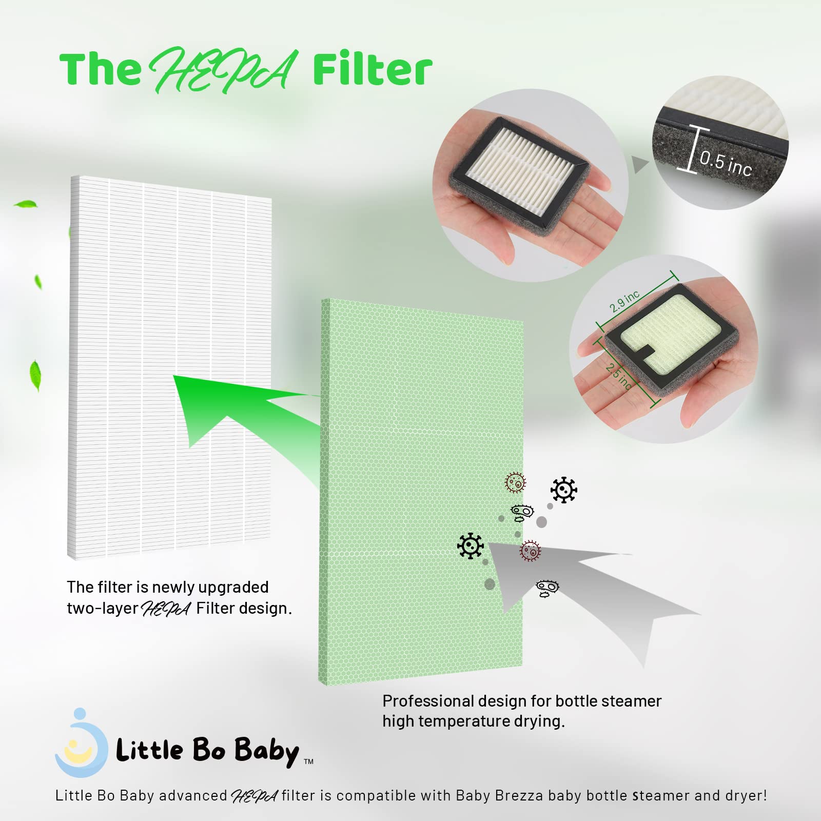 Little Bo Baby Bottle Steamer Filter Compatible with Baby Brezza Baby Bottle Steamer and Dryer Advanced