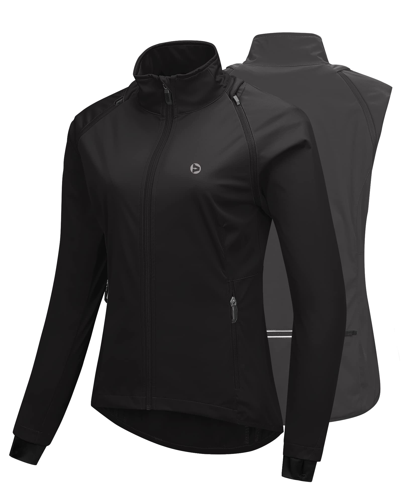 Outdoor Ventures Women's Full Zip Running Cycling Jacket Waterproof Windproof Reflective Removable Sleeves Athletic Vest