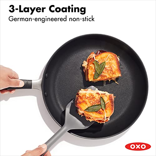 OXO Good Grips 10 Piece Cookware Pots and Pans Set, 3-Layered German Engineered Nonstick Coating, Stainless Steel Handle with Nonslip Silicone, Gray,Black
