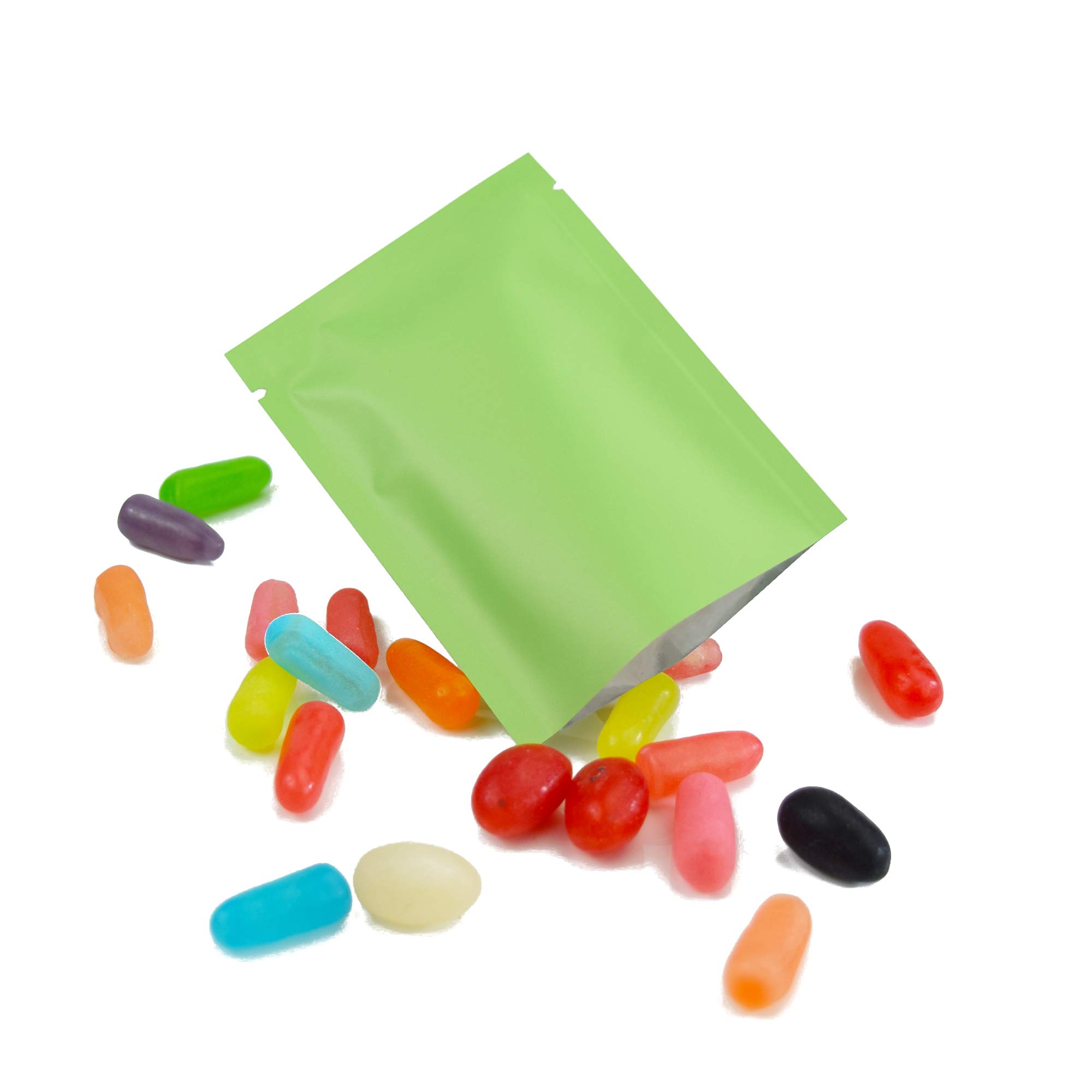 QQ Studio Matte Food-Safe Foil Heat Sealing SlickSeal™ Pouches for Confections and Candy (200 Green, 2" x 3")