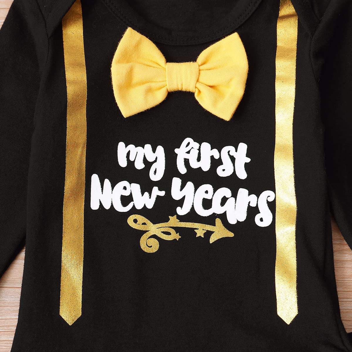 MoryGooder Baby Boy My First New Year Outfit Boy Happy New Years Outfit (Black,3-6 Months)