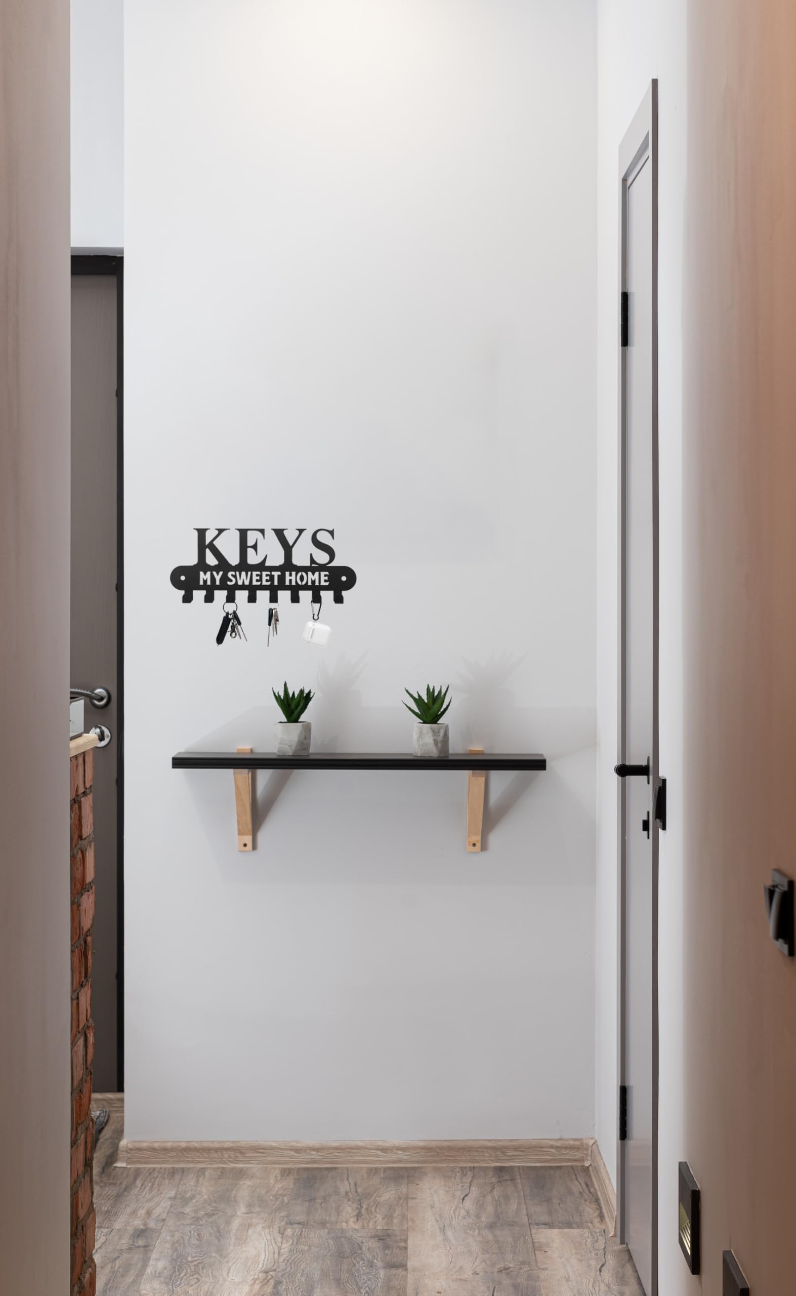 YAYANGATMG Key Holder Wall Mounted Key Hooks for Wall Decorative with 8 Hooks, Black Metal Key Hanger for Entryway, Front Door, Hallway, Office