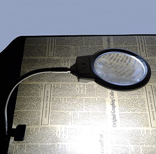 Large Lens Lighted Lamp Top Desk Magnifier Magnifying Glass Clamp with LED Light for Reading, Hobbies, Crafts or Other DIY