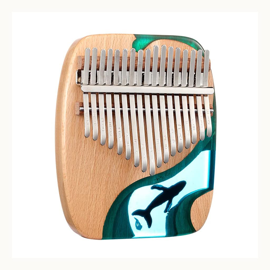 SDGH 17 Key Thumb Piano Solid Beech Epoxy Resin Portable with Tuning Hammer Keyboard Musical Instrument