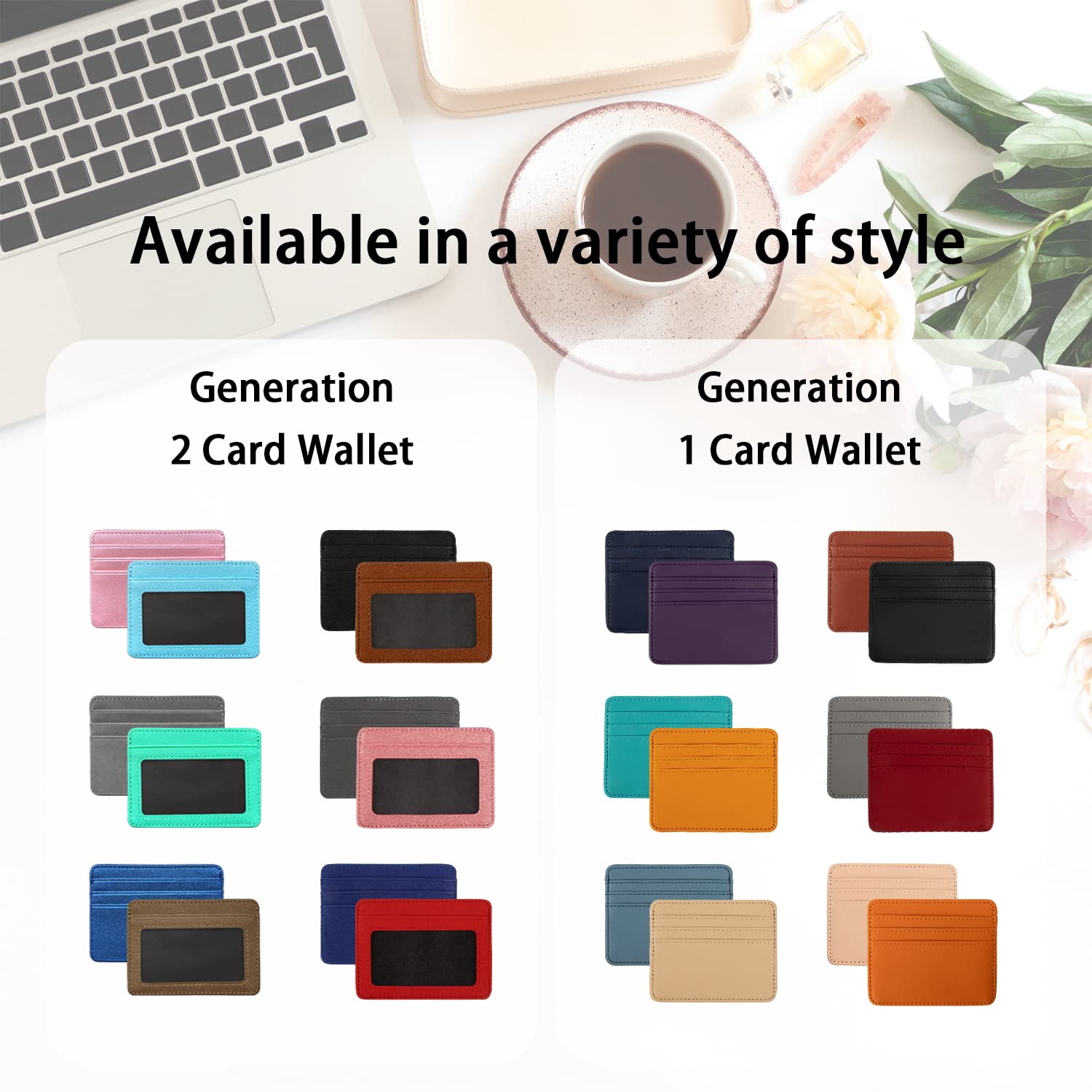 Rabbitale 2 Pack Slim Minimalist Wallet, Business Card Case Professional PU Leather, Front or Back Pocket Card Holder Wallet Credit Card ID Case/Holder for Men & Women. (Generation 2 Black & Brown)