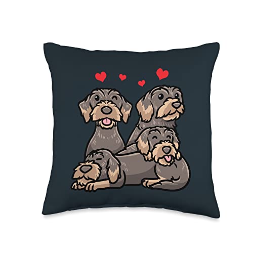Wire-Haired Weiner Dog Gifts by Luvthemb Wire-Haired Dachshund Dog Throw Pillow, 16x16, Multicolor