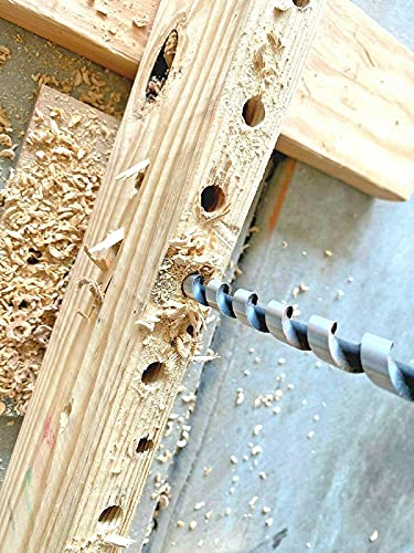 SOMADA Long Auger Drill Bit Set for Wood -4 Pcs, 1/2-Inch, 5/8-Inch, 3/4-Inch, and 1-Inch Diameter with 12-Inch Long Hex Shank, Ship Auger Bit Set