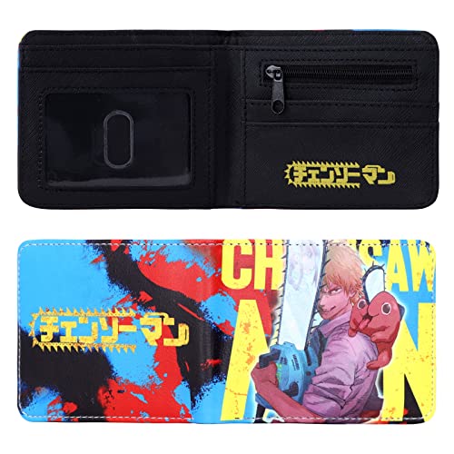 Roffatide Anime Chainsaw Man Wallets Denji Pochita Artificial Leather Slim Multi Purpose Wallet Men Women Bi-Fold Wallet
