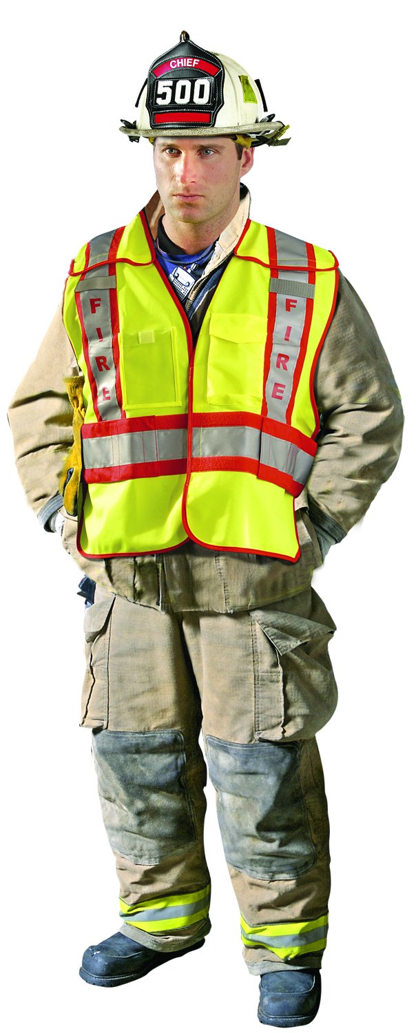OccuNomix mens Fire safety vests, Yellow/Red, Medium-Large US