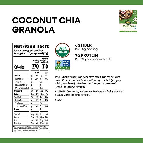 Nature's Path Organic Coconut Chia Granola, 12.34 Ounce, Non-GMO, 30g Whole Grains, with Omega-3 Rich Chia Seeds