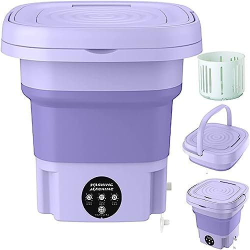 MacLehose Portable Washing Machine Portable Washer,8L Mini Washing Machine Foldable,Baby Clothes Underwear or Small Items Camping&Travel Laundry Small Size,Space Saving Purple 30.5*30.5*21cm MSLC-01