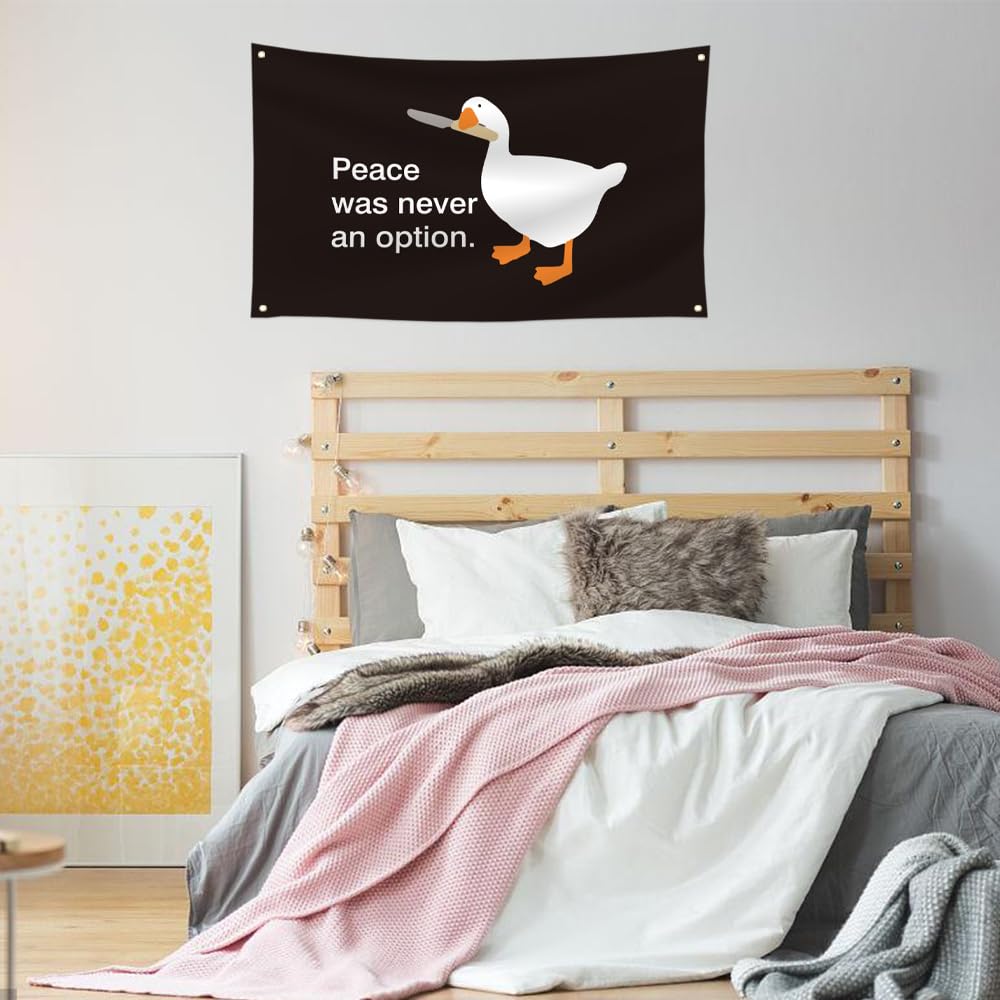 LLDOR Peace Was Never An Option Funny Flag 3X5 Feet Flag Banner 4 Brass Grommets, For College Dorm Room Bedroom Decor…