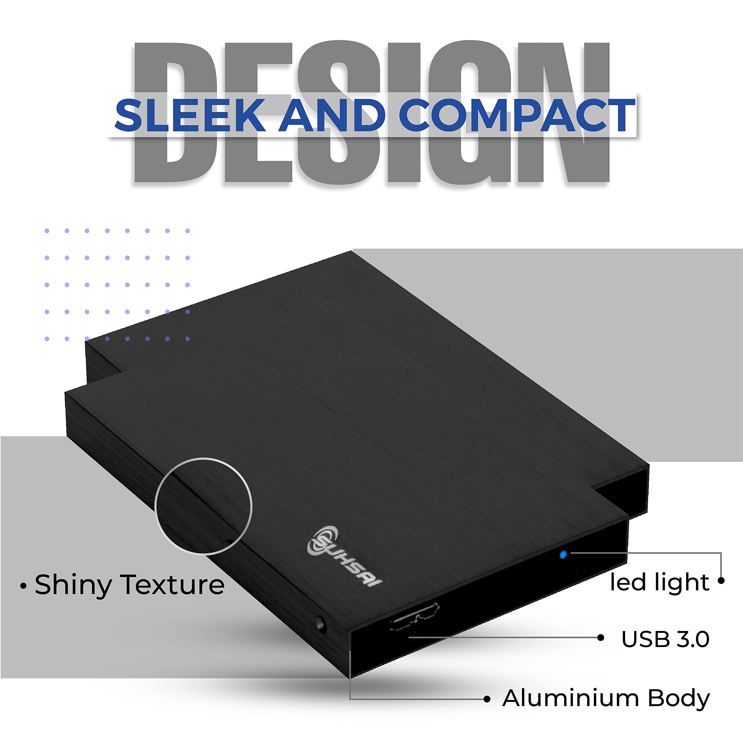 SUHSAI External Portable Hard Drive USB 3.0 Ulta Slim Memory Expansion HDD- 2.5" Slim Storage & Backup Hard Disk Compatible with MAC, PC, Desktop, PS4, Xbox (250GB, Black)