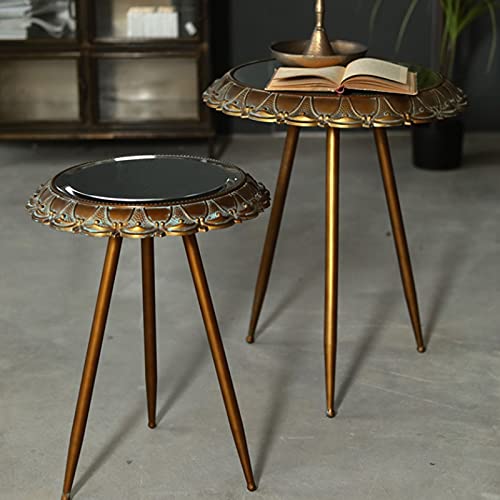 KXDTZ Side Table Living Room Leisure Small Table Small Tea Table Round Iron Metal Lace Table (Size : 40x40x62cm)