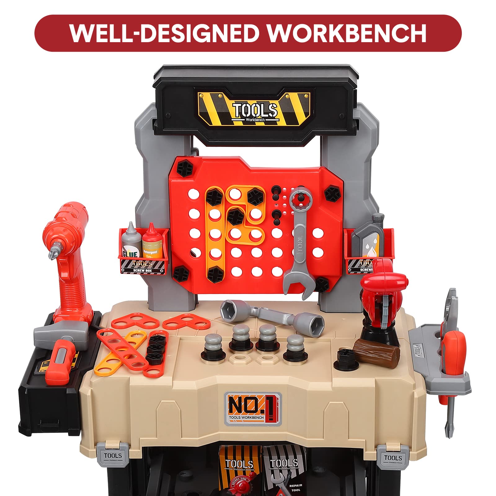 Kids Tool Bench, Toddler Toy Workbench and Tool Playset, Play Tool Bench Workshop for Boys, Pretend Play Construction Tool Toys for Toddler, Christmas Birthday Gift for Kids