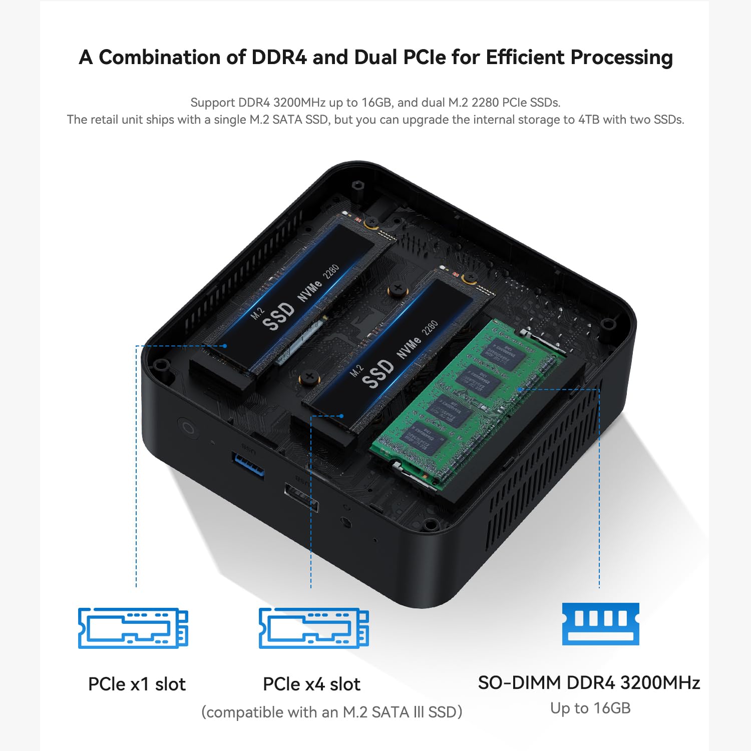 TRIGKEY Mini PC K-N95, Intel N95(up to 3.4GHz), 8GB DDR4 RAM 256GB M.2 SSD, Mini Desktop PC Computer Support Max 4K 60Hz Dual HDMI Display/USB3.2 * 3/WiFi5/BT5.0/Suitable for Home/Office