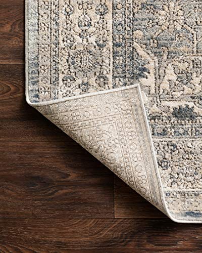Loloi II Teagan Collection TEA-04 Sky / Natural 7'-11" x 10'-6", .25" Thick, Area Rug, Soft, Durable, Neutral, Woven, Low Pile, Non-Shedding, Easy Clean, Living Room Rug