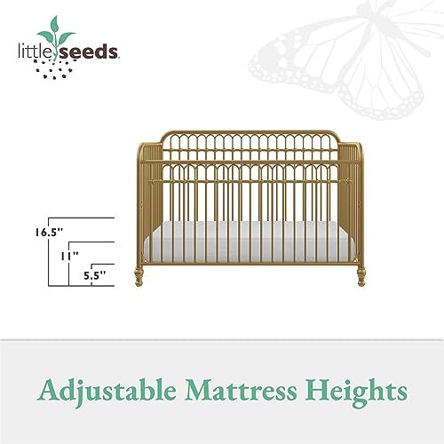 Little Seeds Raven 3-in-1 Convertible Metal Crib, JMPA Certified, Gold