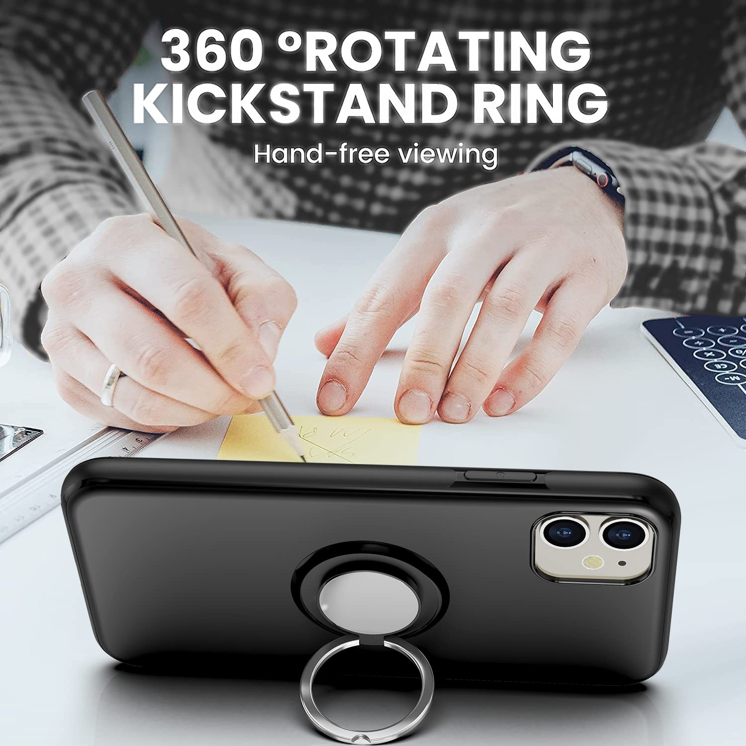 Magnetic Case for iPhone 11 with Ring Stand [360° Rotate Ring Stand ] Ultra Thin Support Magnetic Car Mount, Soft TPU Shockproof Anti-Scratch 360 Protective Cover for iPhone 11 -Black
