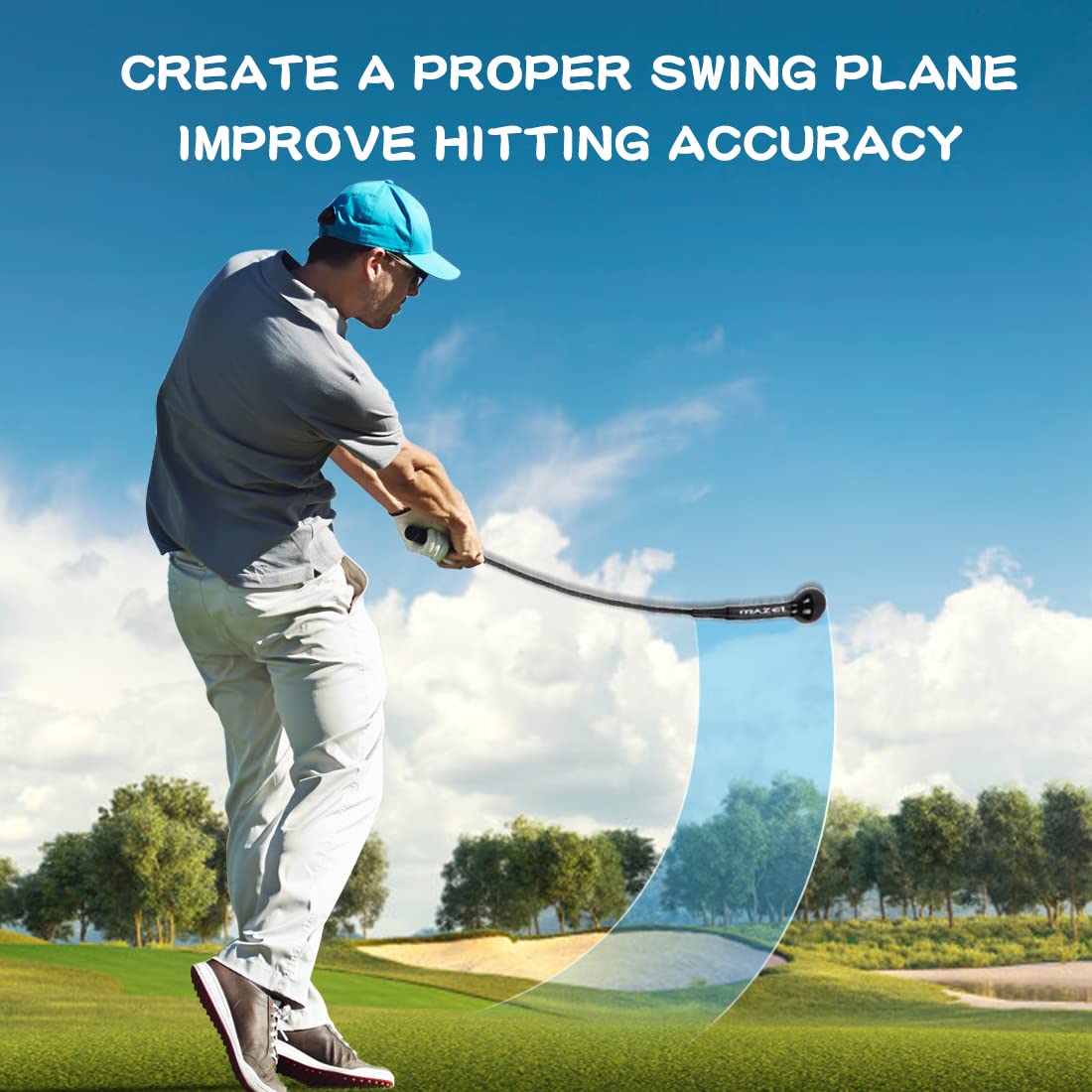 MAZEL Golf Swing Trainer Aid,Golf Warm-up Stick for Strength,Flexibility and Tempo | Golf Swing Trainer Stick for Practice Indoor & Outdoor (40 Inch)