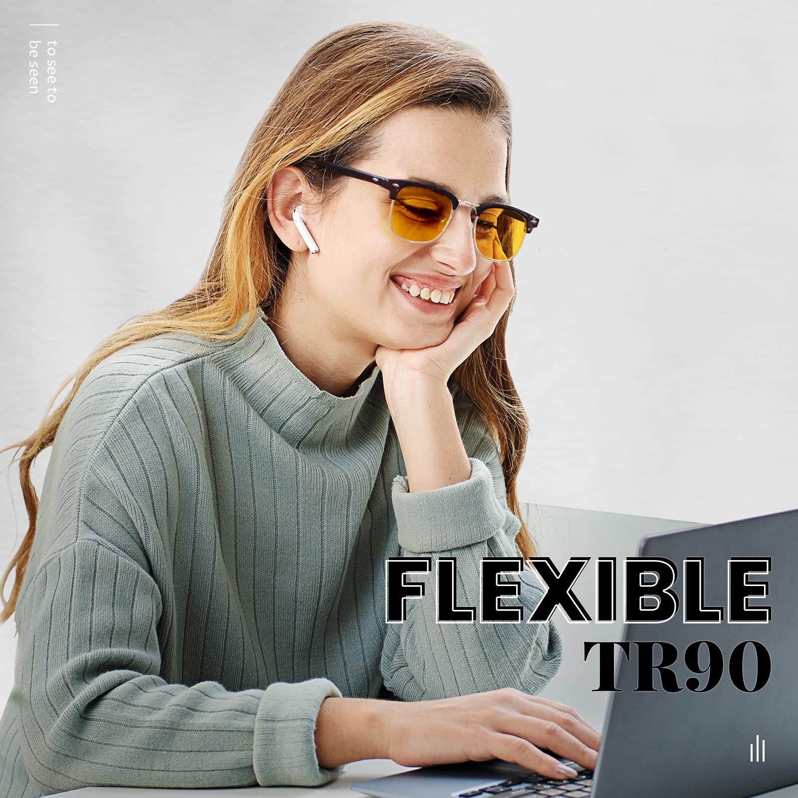 Livhò Blue Light Blocking Glasses, Computer Gaming Glasses, Anti Eye Strain/Filter Ray Lens, Sleep Better for Women Men (Matte Black)