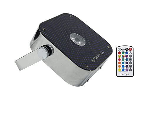 Rockville Mini RF1 RGBWA+UV DJ/Party LED Wash Light (Steel)+RF Long Range Remote, Silver