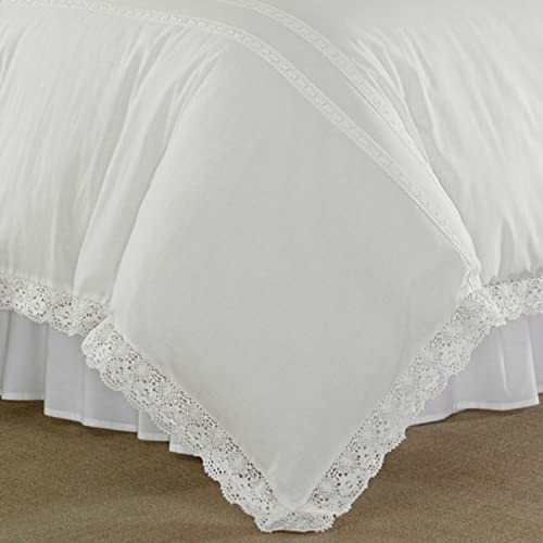 Laura Ashley Home - Queen Comforter Set, Reversible Cotton Bedding with Matching Shams, Stylish Home Decor for All Seasons (Annabella White, Queen)