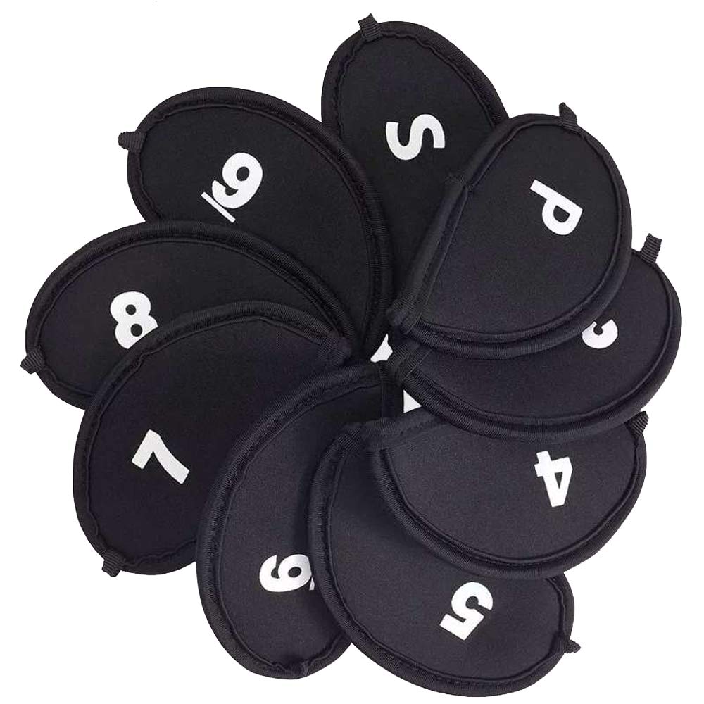LARATH 10 Pcs Golf Club Iron Head Covers Sports Neoprene Covers Elastic Standard Protection Sleeves with Number Marks
