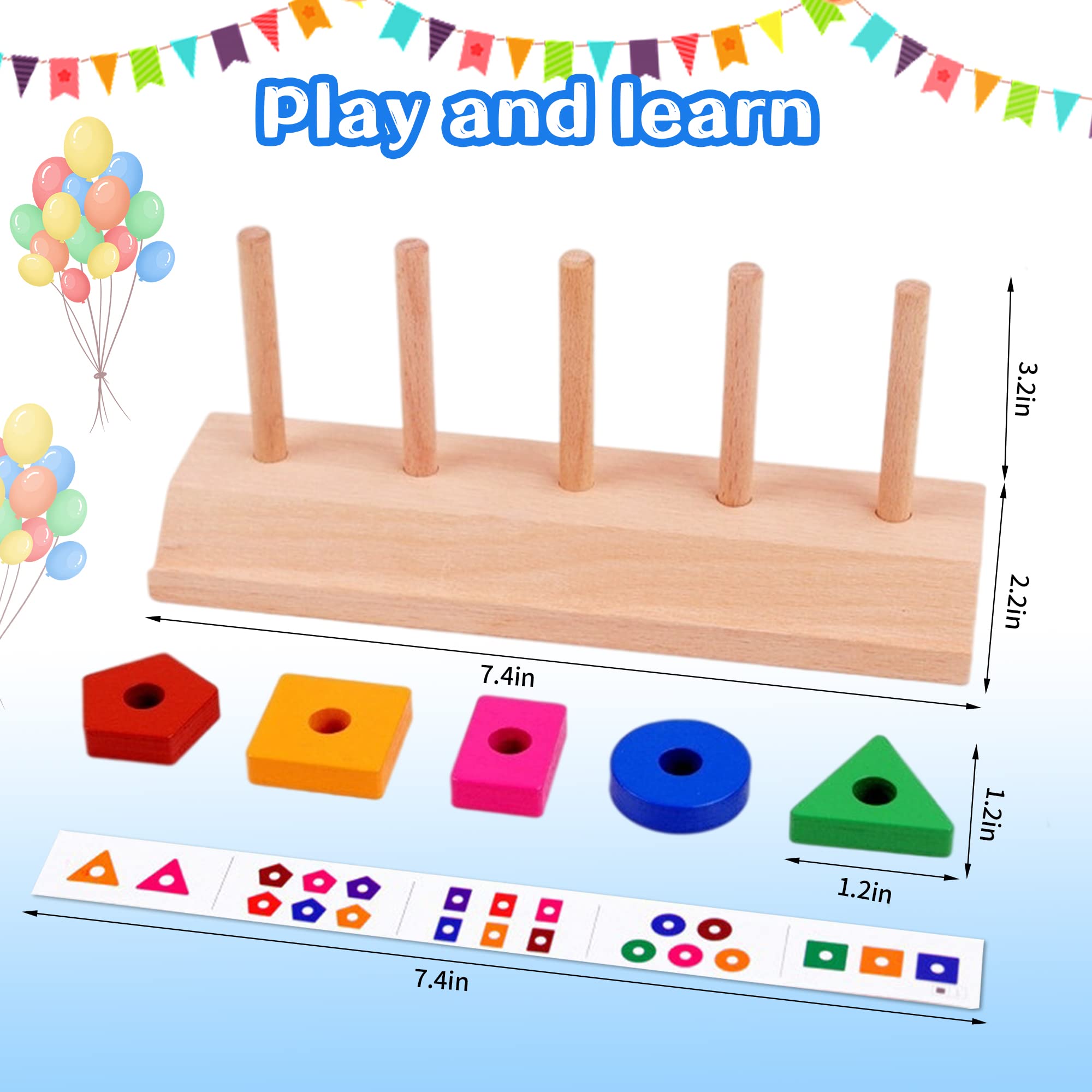 SunPooo Montessori Toys for Children Ages 3 Shape Classification and Color Stacking Blocks Learning and Education Wooden Classification Toys Preschool Learning Toys