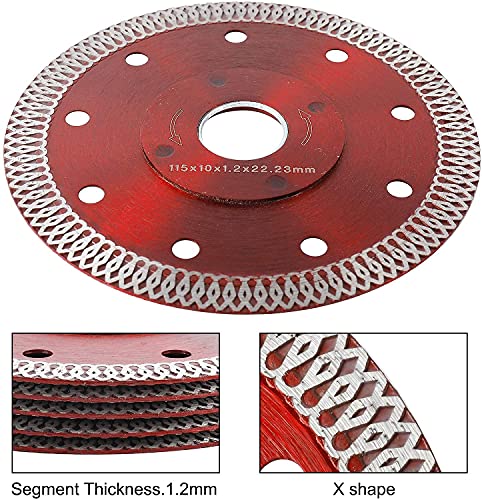Tysun 5 Pcs 4.5 inch Diamond Saw Blade Tile Blades Cutting Disc Wheel for Cutting Porcelain Tiles Granite Marble Ceramics