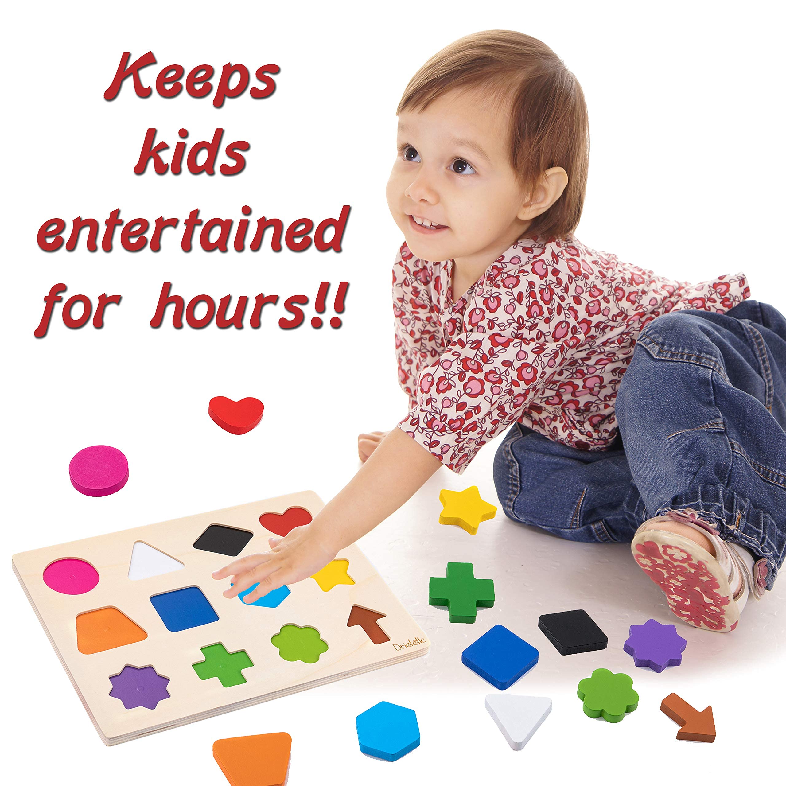 Magnetic Wooden Educational Shape Puzzle - Learn Colors & Shape Recognition Toy β Toddler Preschool Game β Kids Montessori Education