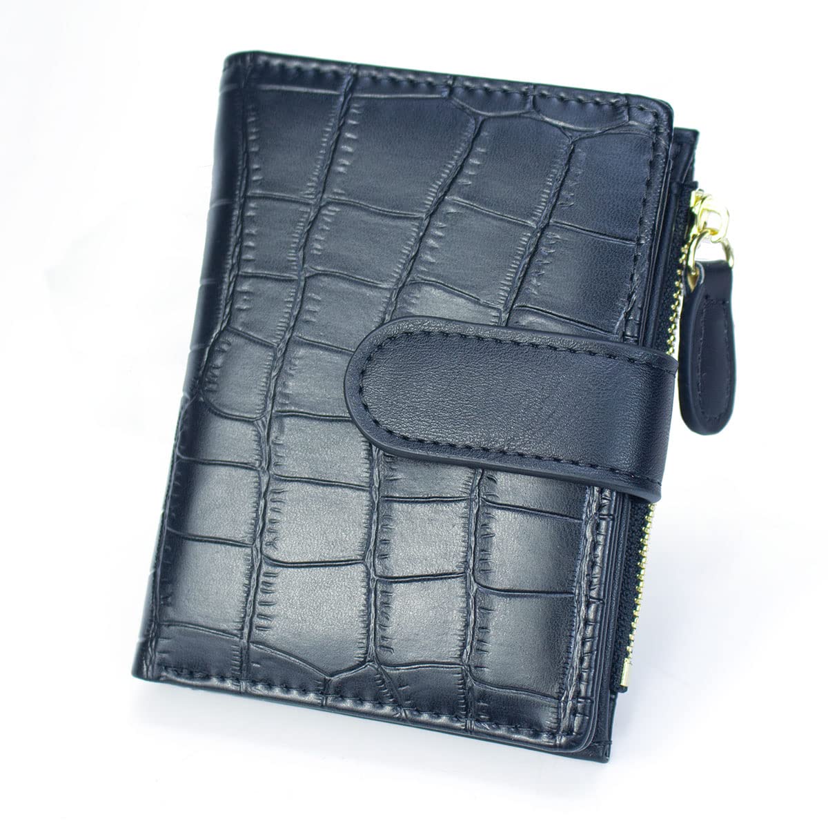 SUMGOGO Small Wallets for Women Credit Card Holder Wallet Leather Slim Bifold Zip Pocket Coin Purse (Black)