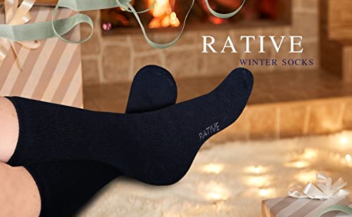 RATIVE Cold Weather Thick Heat Trapping Insulated Thermal Boots Socks Pack Warm Winter Long Crew for Men Women (12-14,2 pairs/black+grey+navy)