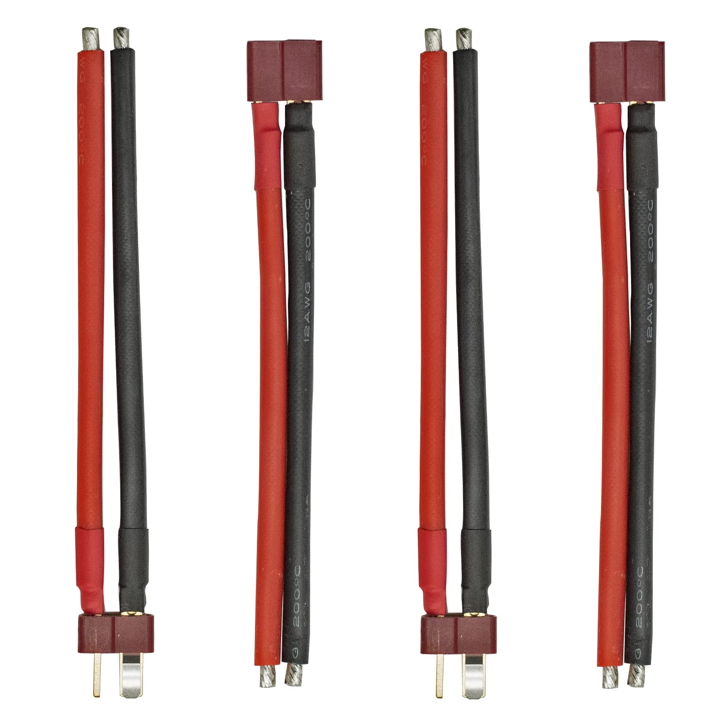 KiiMos 4Pcs Deans T Male & Female DIY Cable, T Plug Soft Silicone Wire Cable for RC Airplane Quadcopter FPV Drone Lipo Battery ESC