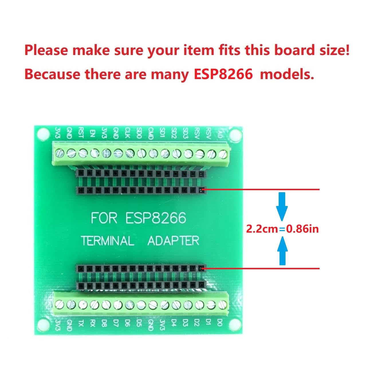 WWZMDiB 3Pcs 30PIN ESP8266 Breakout Board Pin Out IO Out 1 into 2 for ESP8266 Development Board（Pin spacing: 2.2cm / 0.86 in）