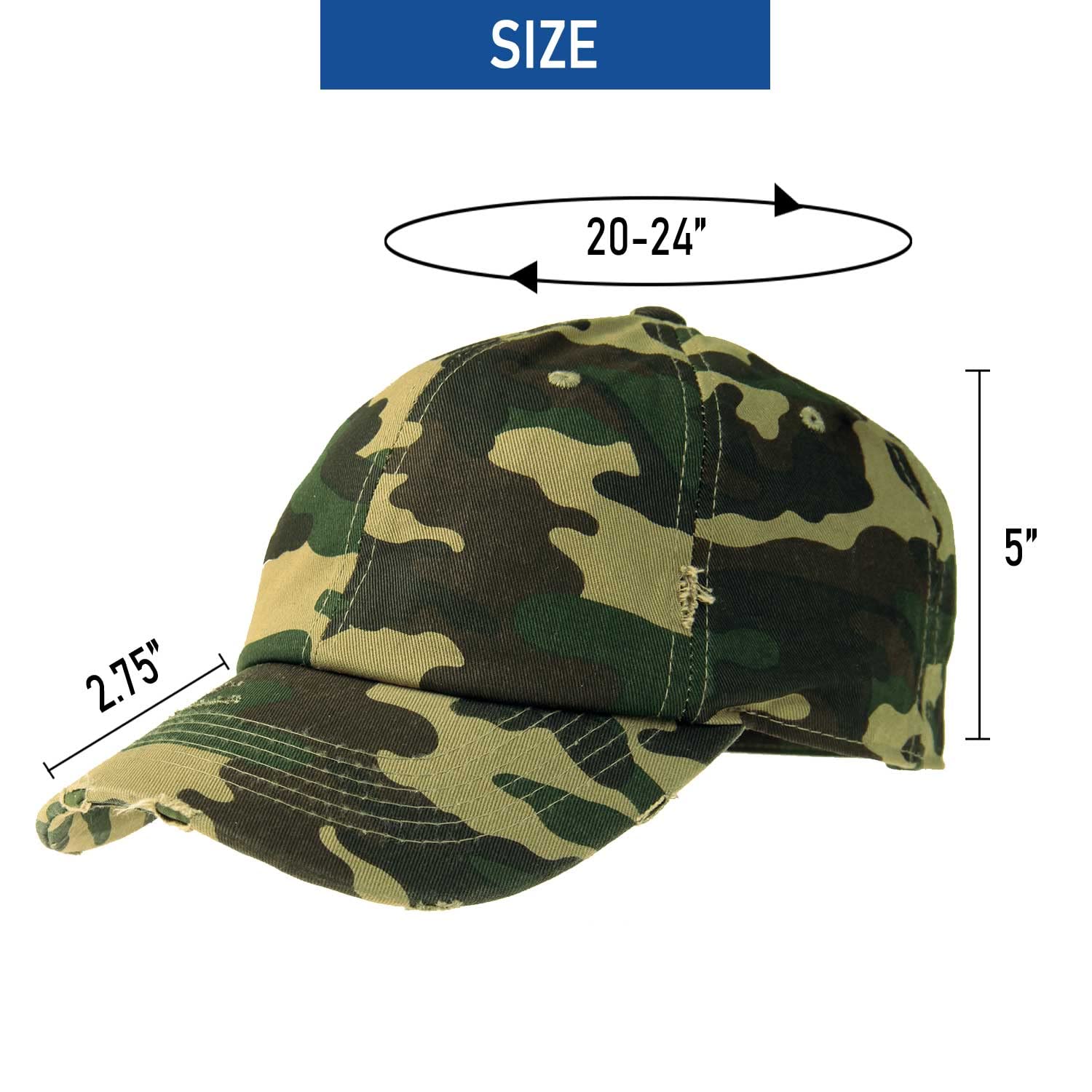 PLAIN GEAR Vintage Washed Distressed Hats for Men and Women - Unisex Cotton Hat Baseball Cap with Adjustable Metal Buckle (White)