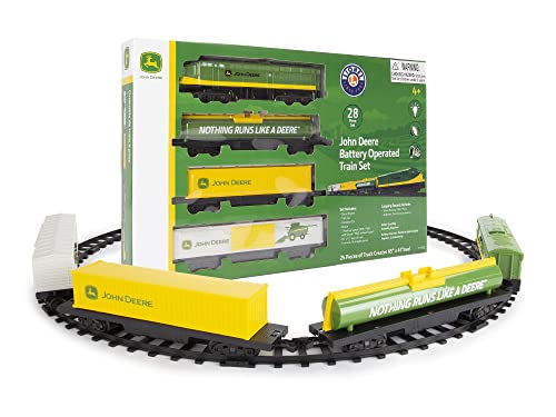 Lionel John Deere Miniature Ready-to-Play Set, Battery-Powered Model Train, Multicolor