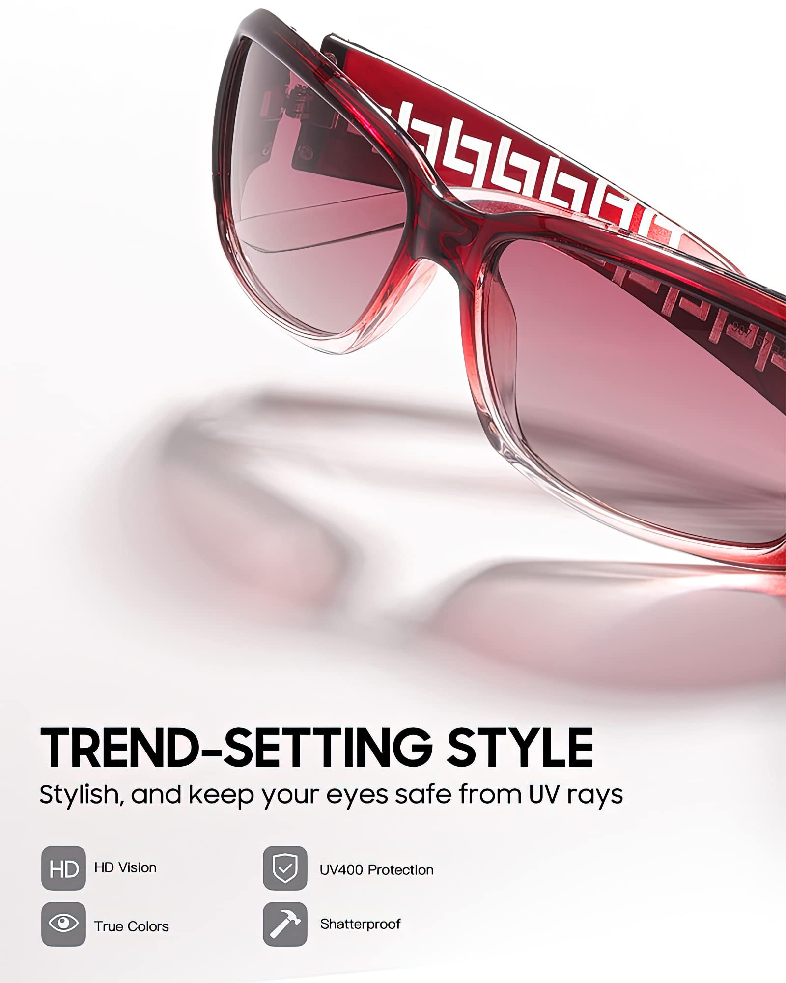 SIPHEW Polarized Rhinestone Sunglasses for Women Retro Trendy Rectangle Sunglasses UV400 Protection for Outdoors