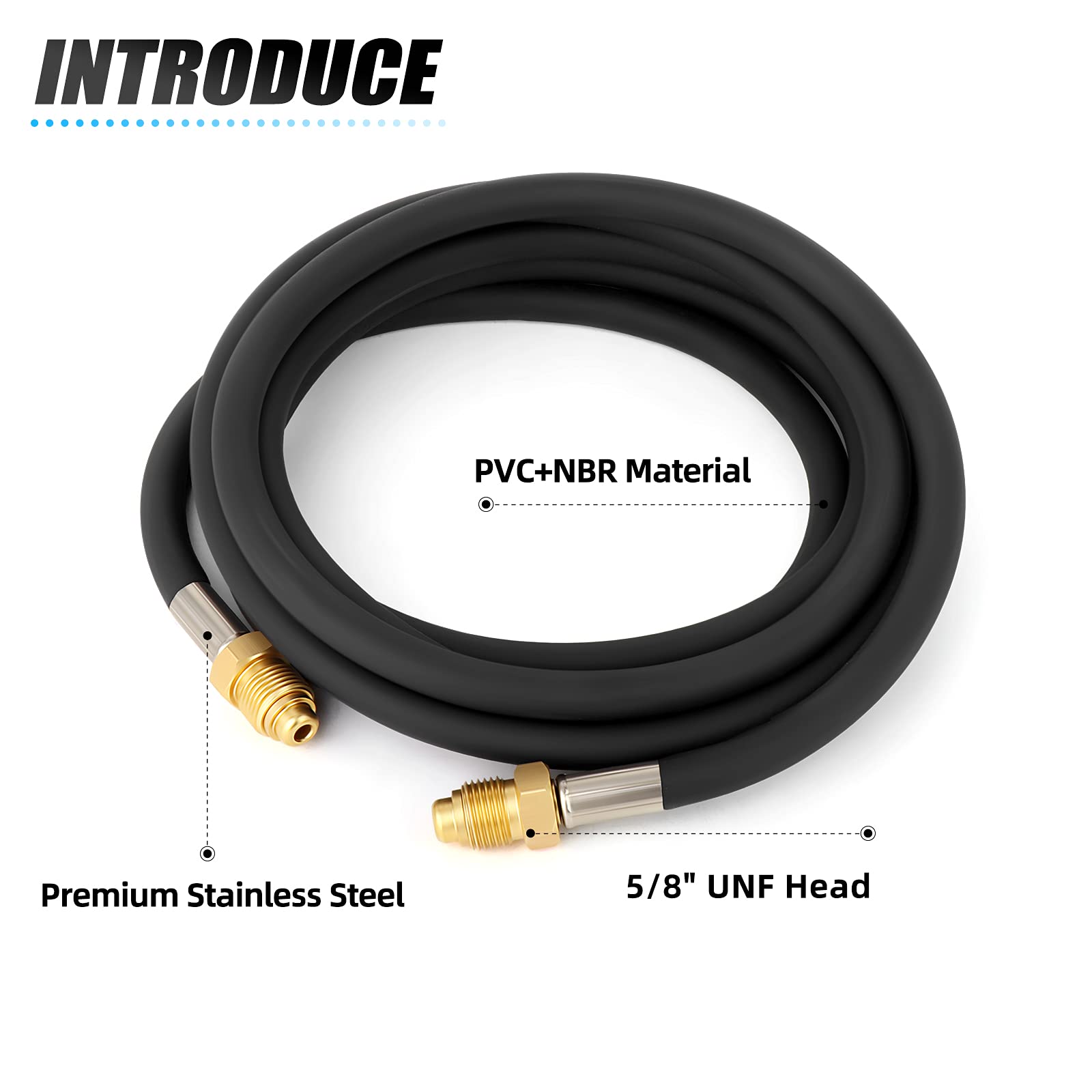 MEANLIN MEASURE 10 Feet Gas Welding Hose,CGA580 Argon CO2 Flow Meter Regulator Adapter Hose For Miller Lincoln Mig Tig Welder