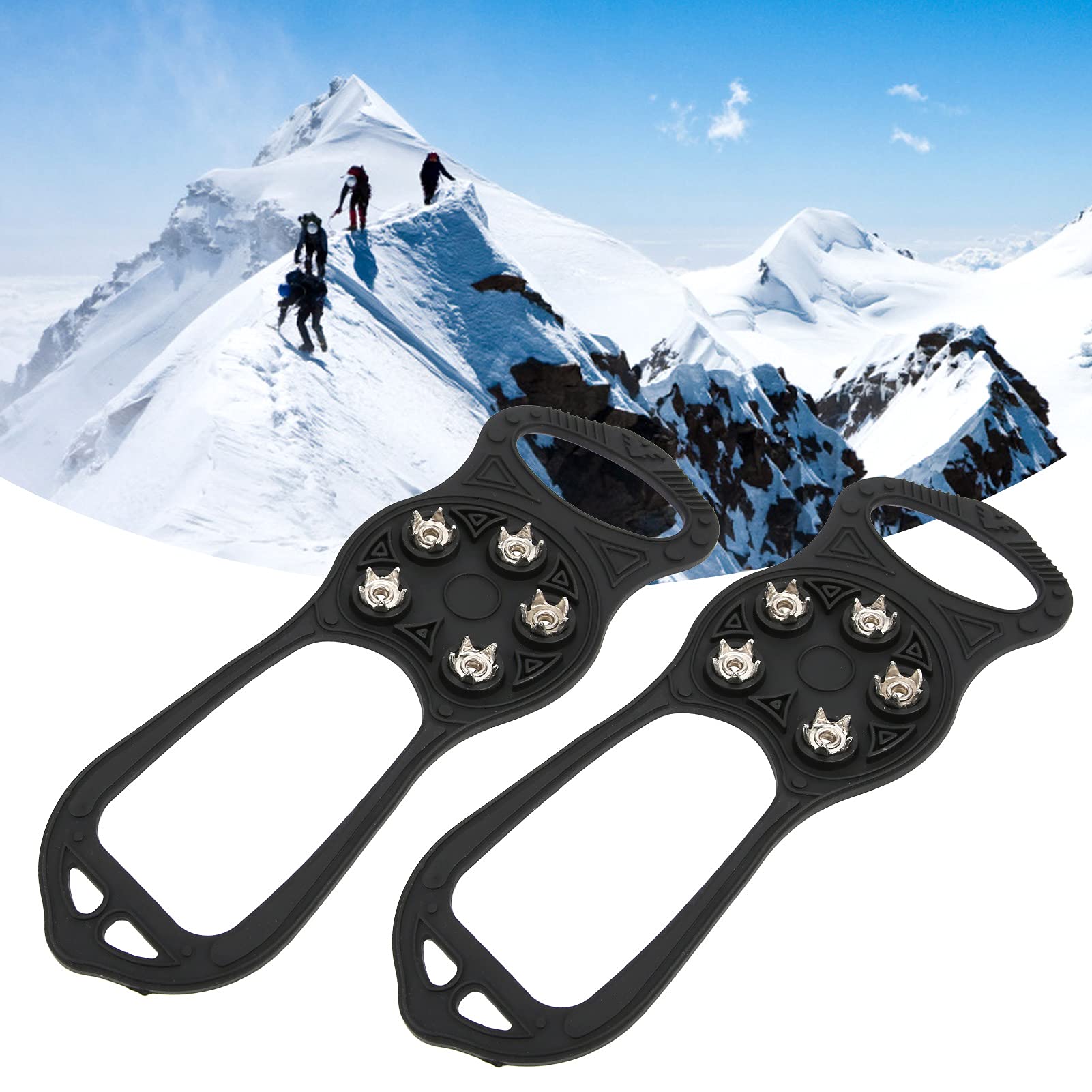Non Slip Gripper Spike for Shoes Boots Walking On Snow Ice, 5 Tooth Steel Nails for Hiking Mountaineering Skiing Walking On Snow
