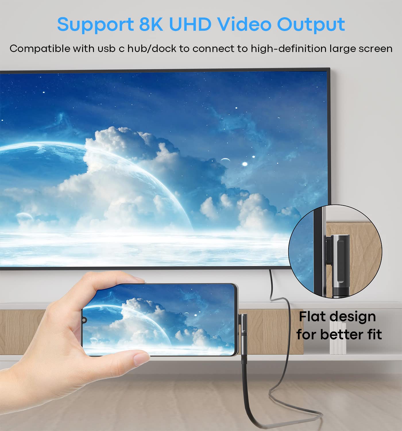 TECHTOBOX Right Angle USB-C Adapter [2 Pack] Flat 90 Degree USB Type C Male to USB-C Female Adapter Support 8K Video 60W Fast Charging 40Gbps Data for Steam Dock,Switch,Laptop,Tablet,Phones