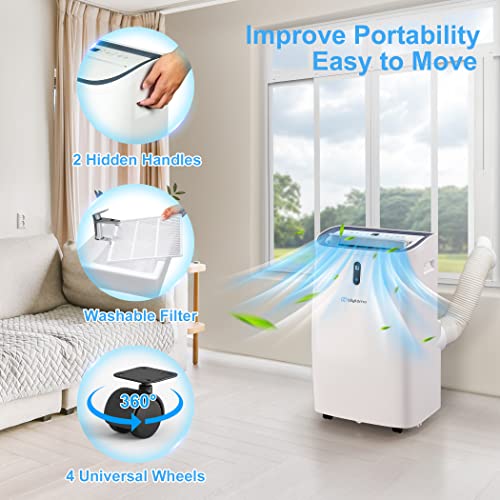 Wiytamo 14,000 BTU Portable Air Conditioners for Rooms Up to 700 Sq.Ft, 4-in-1 Portable AC Unit, Heat, Dehumidifier & Fan with Remote Control, Auto Swing, LED Display, Window Installation Kit Included