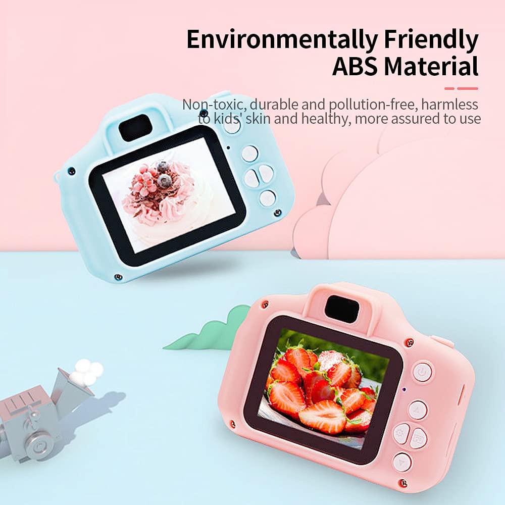 X2 Mini Kids Camera 2 inch HD Color Display Rechargable Mini Camera Video Camera Lovely Camera with 32GB Memory Card Blue NTBL